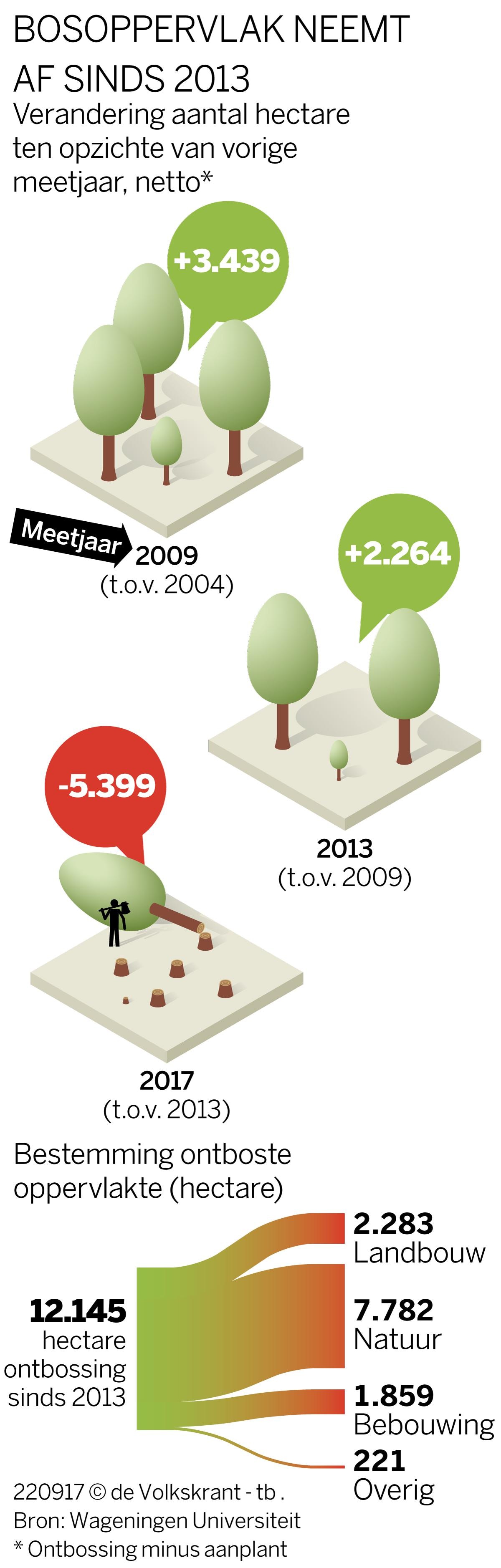 Aantal hectare bos neemt sterk af, en dat is grotendeels te wijten aan ...