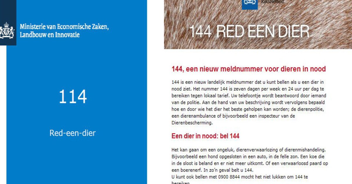 Red een dier. Bel 114. Of nee, 144 | de Volkskrant