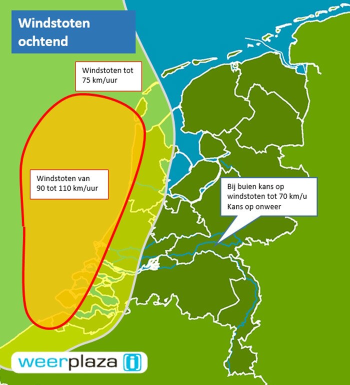 Weeralarm: code rood voor kustprovincies | de Volkskrant
