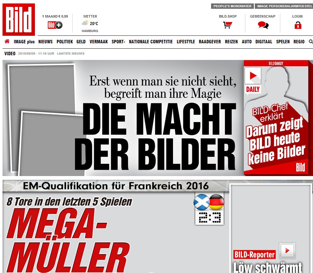 Duitse Bild maakt statement met fotoloze krant | de Volkskrant
