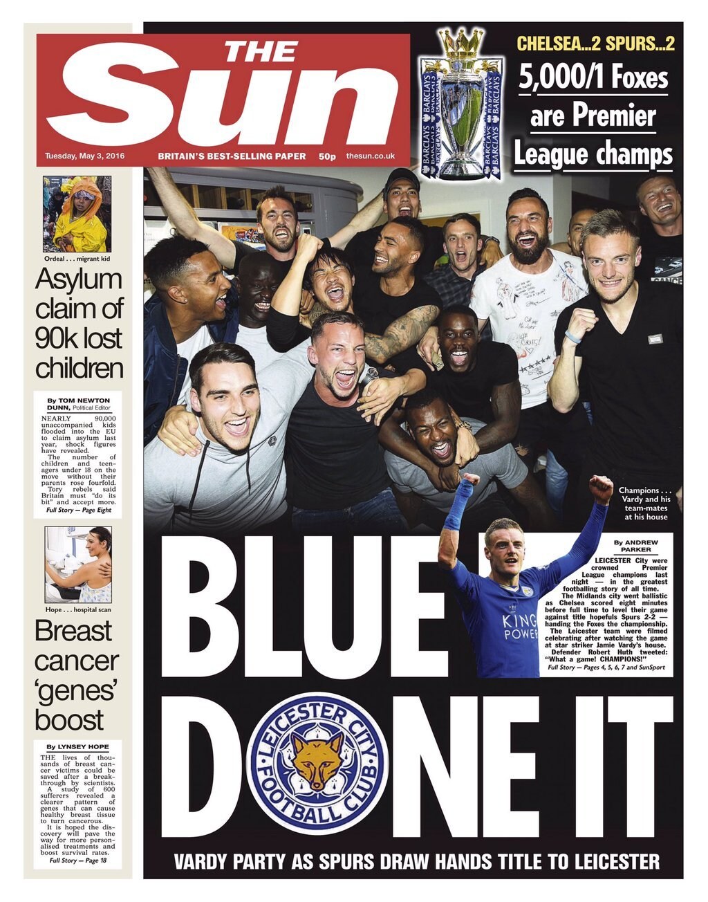 Engelse kranten pakken uit met kampioenschap Leicester City: 'Miracle ...