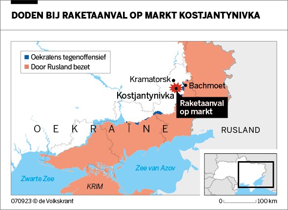 Zeker 17 doden bij Russische aanval op markt Kostjantynivka. ‘Ze schieten op vreedzame burgers ...