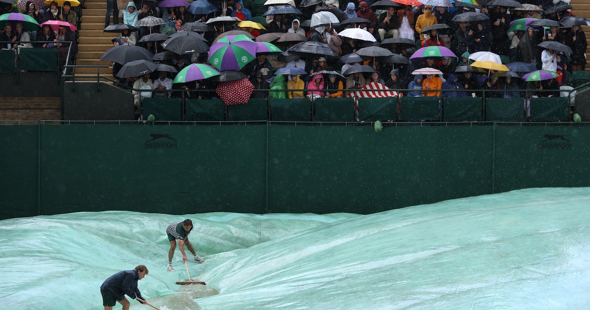 Spierballen van de regen: op Wimbledon ligt het zeil binnen 28 seconden ...