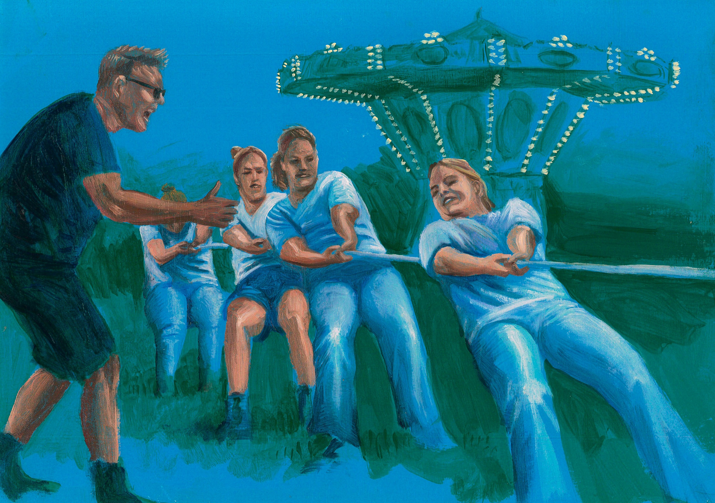 Op de kermis in Akersloot is de touwtrekwedstrijd het toneel van de trekkers en de rukkers (en ...