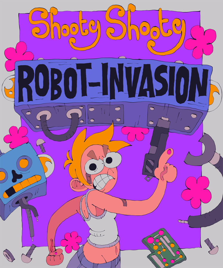 Met ‘Shooty Shooty Robot Invasion’ bespeel je een cartoon, schijnbaar ...