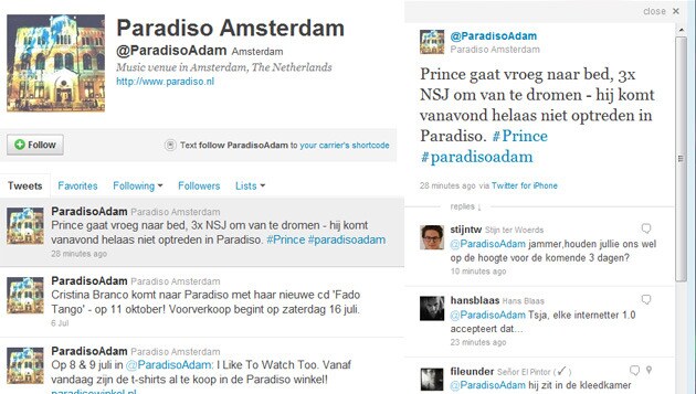 Prince toch niet naar Paradiso | de Volkskrant